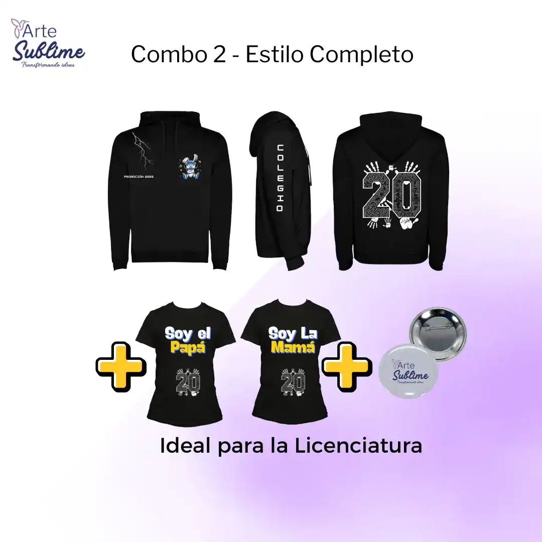 Combo Polerones con Poleras - Estilo Completo - Arte Sublime SpA